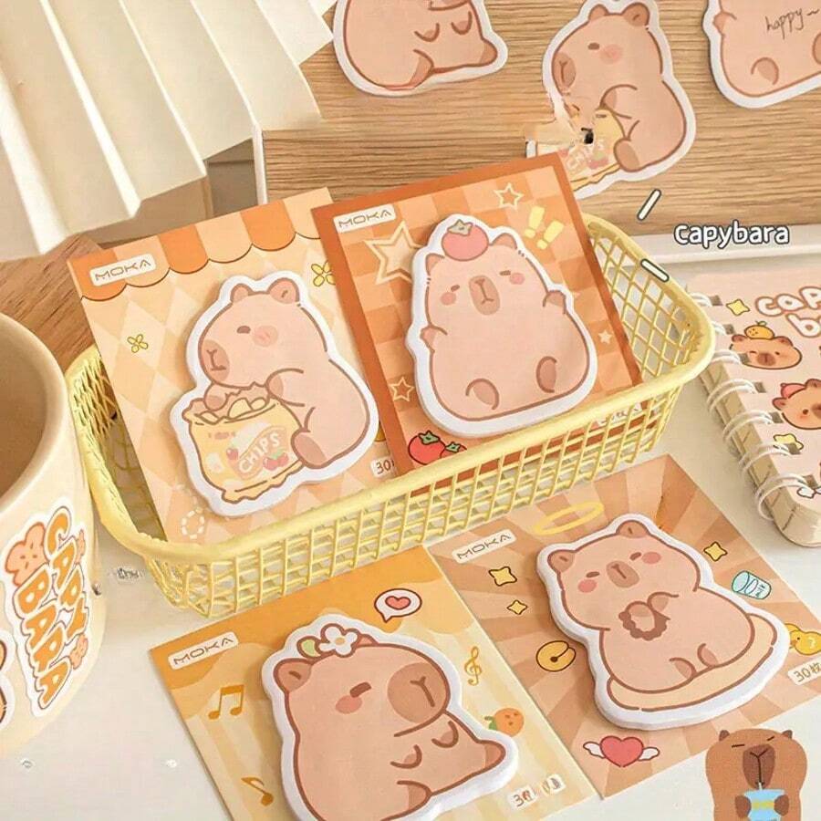 4 Books Random Style Sheets Of Capybara Opposite Sticky Notes, Cute ...