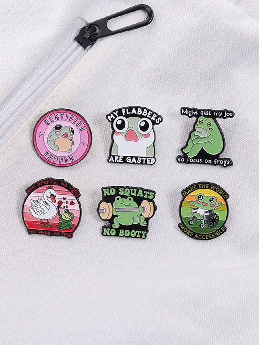 6Pcs Certified Yapper Frog Enamel Pins My Flabbers Are Gasted Cute ...