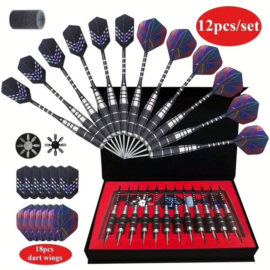 Easytoday 12pcs/Set Metal Tip Darts, Professional Metal Darts Set With ...
