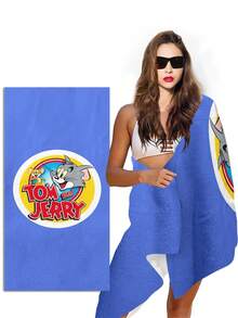 TOM AND JERRY. 1pc Tom & Jerry Cartoon Character Beach Towel, Soft ...