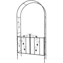 Outdoor Garden Arch With Gate - Metal Arbor Trellis Garden Entrance And ...