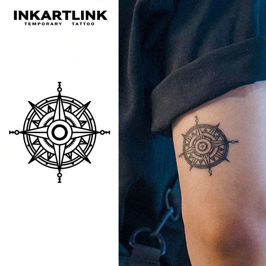 INKARTLINK Tatuaggi temporanei a base di erbe "INKARTLINK Compass", tatuaggi magici, tatuaggi ...