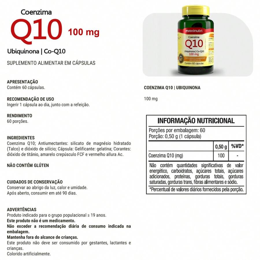 Kit 3 Coenzima Q10 100mg com 60 Capsulas Maxinutri | SHEIN Brasil