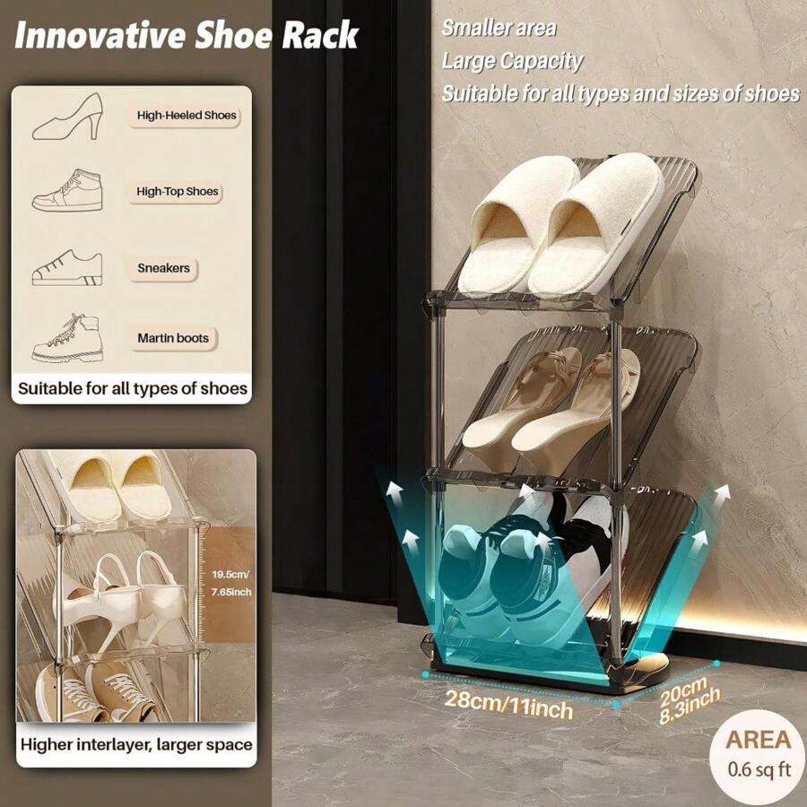 2 Pack Sloping Narrow Shoe Rack 5 Tiers - Free Standing Vertical Shoes ...