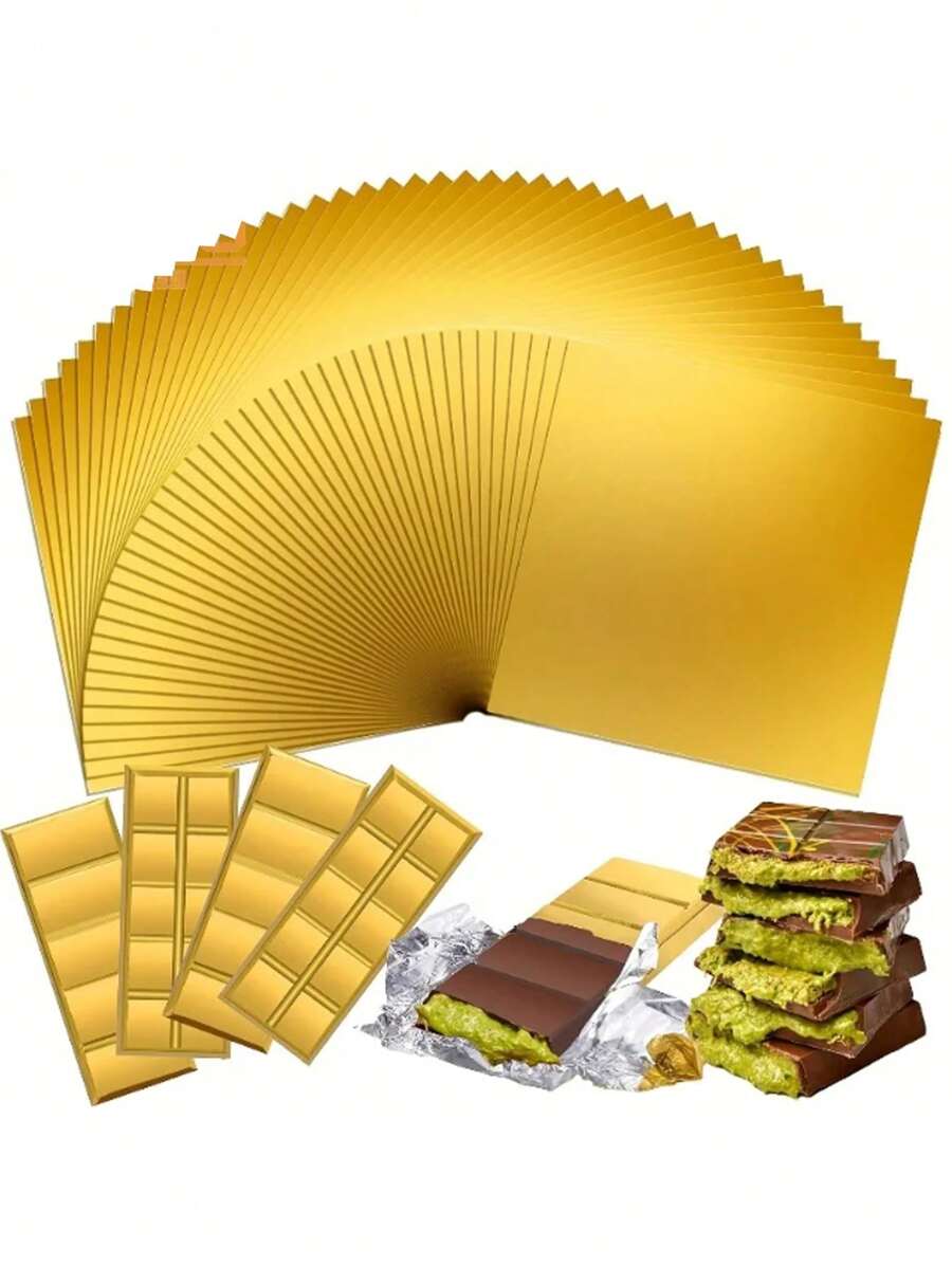 100pcs/Set DIY Dubai Chocolate Bar Aluminum Foil Tin Wrapping Paper ...