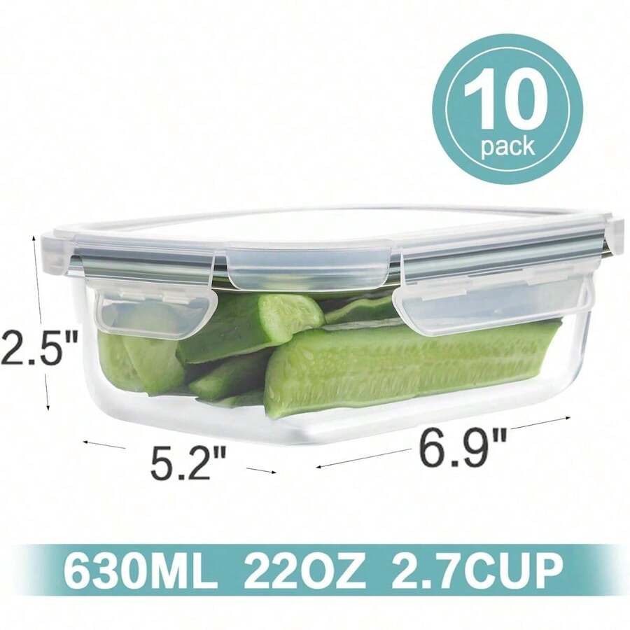 10 Pack Glass Meal Prep Containers, Food Storage Containers With Lids ...