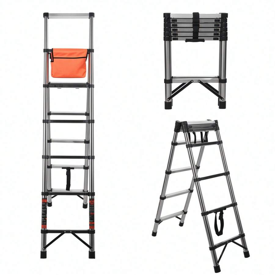 6.6FT A Frame Telescoping Ladder, Aluminum Alloy Extension Ladder With ...