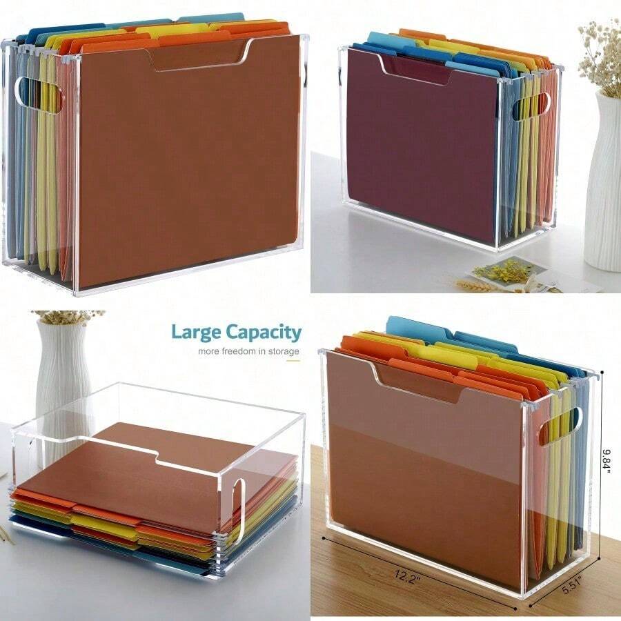 Acrylic File Folder Organizer Hanging File Organizer Box File Holder ...