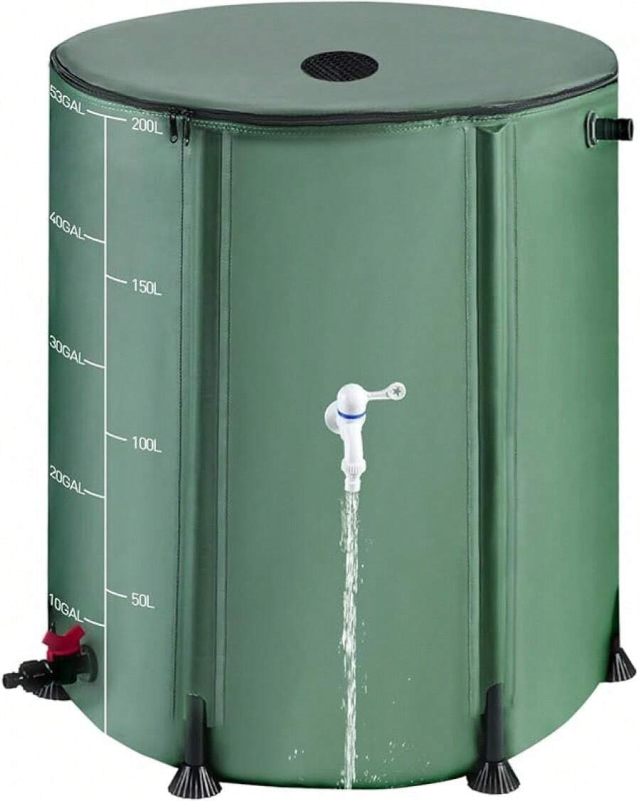 53 Gallon Collapsible Rain Barrel With Zip, 200L Foldable Water Storage ...