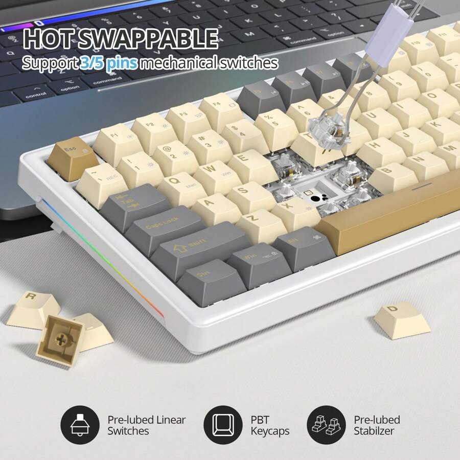 75% Mechanical Keyboard Gasket With Knob, Creamy Sounding Wired Gaming ...