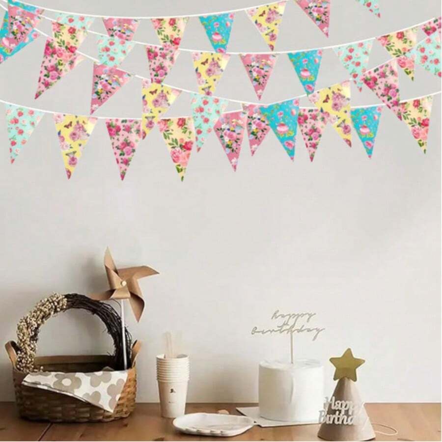 1pc Pink Rose Party Supplies Decor, Rose Paper Flag, American Football ...