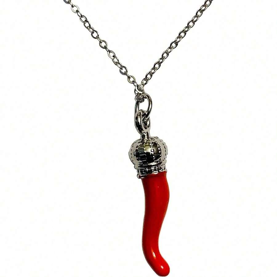 HERITAGEItalian Red Horn Necklace - Silver Cornicello Good Luck Pendant ...