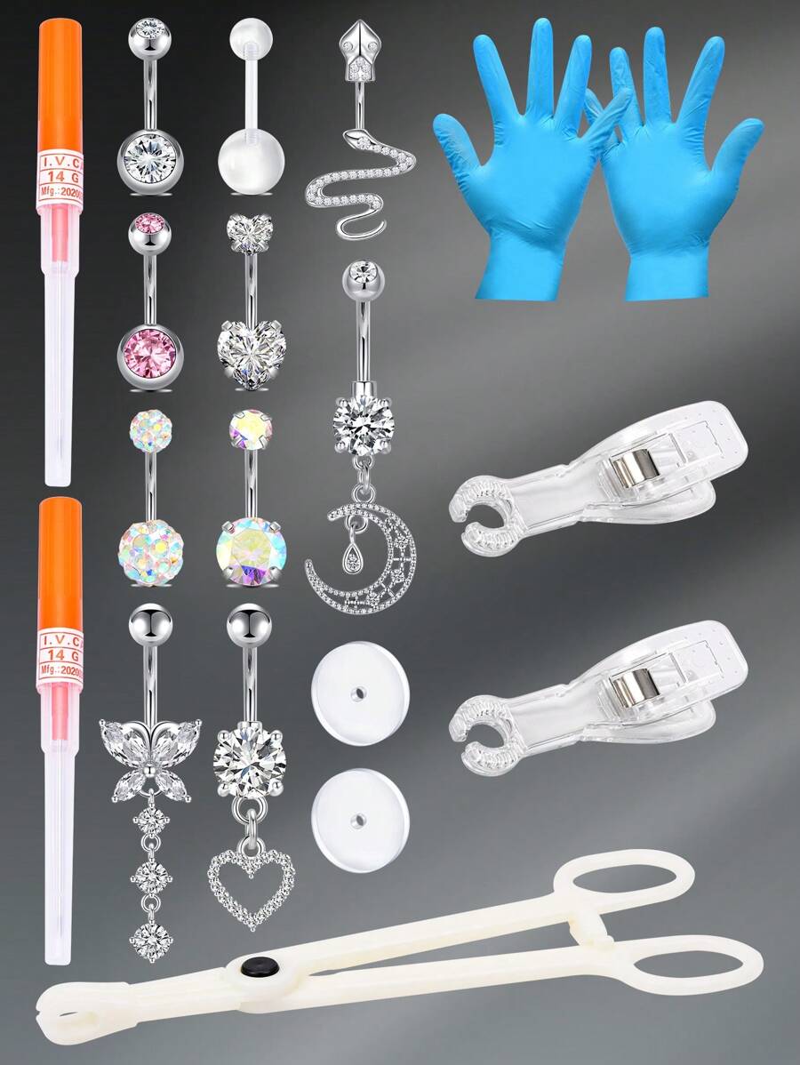 CIZME Belly Button Piercing Kit Navel Piercing Kits Butterfly Heart ...