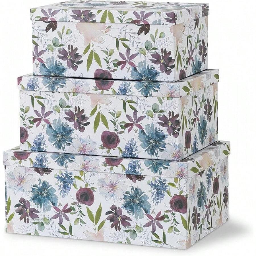 Decorative Storage Cardboard Boxes With Lids | Tropical Breeze - Set Of ...