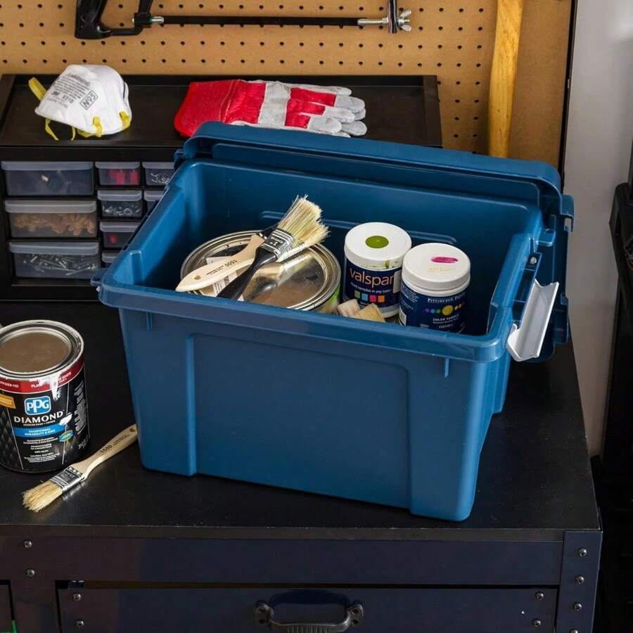 5 Gallon Lockable Storage Bins With Lids, 6 Pack - Made In USA, Heavy ...