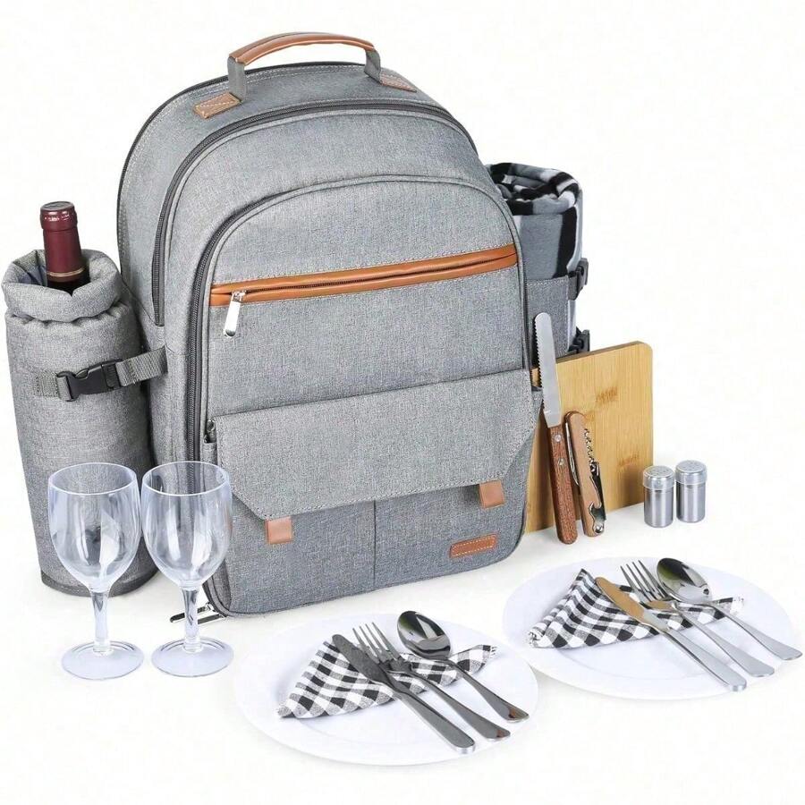 Picnic Backpack For 4 Person With Blanket Picnic Basket Set For 2 With ...