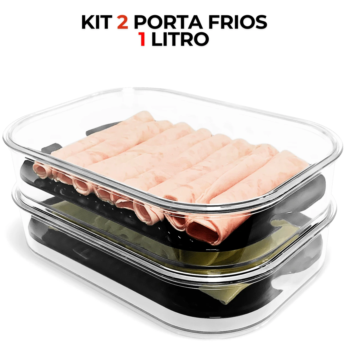 2 Cold Storage Organizer Holders 1 Liter Rectangular Resistant Plastic ...