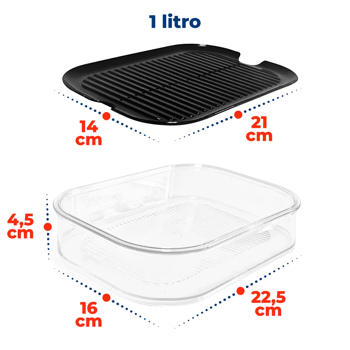 2 Cold Storage Organizer Holders 1 Liter Rectangular Resistant Plastic ...