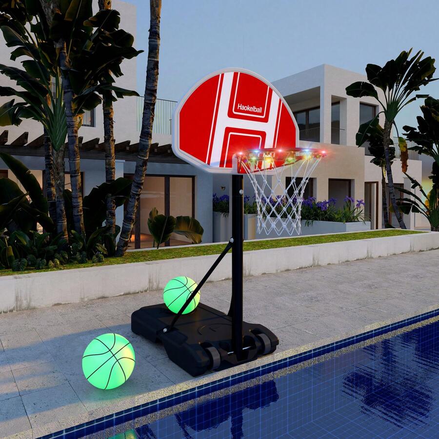 Haokelball Poolside Basketball Hoop With Light 45''-59'' Adjustable ...