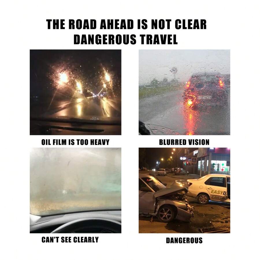 Car Glass Oil Film Remover, Rain Mist Smeary Clean Car Windscreen ...