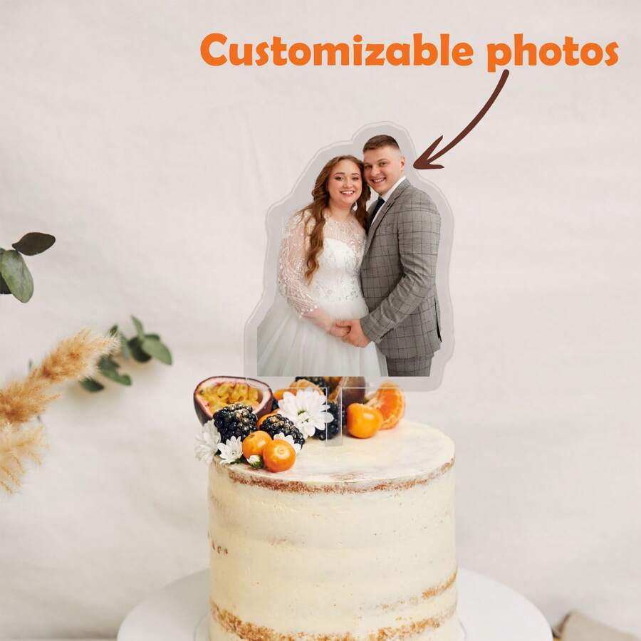 Topo de bolo personalizado impresso - Topo de foto e texto em acrílico ...