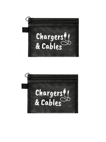 Mesh Cosmetic Bag With Data Cable Pattern, Red Air Cushion Storage ...