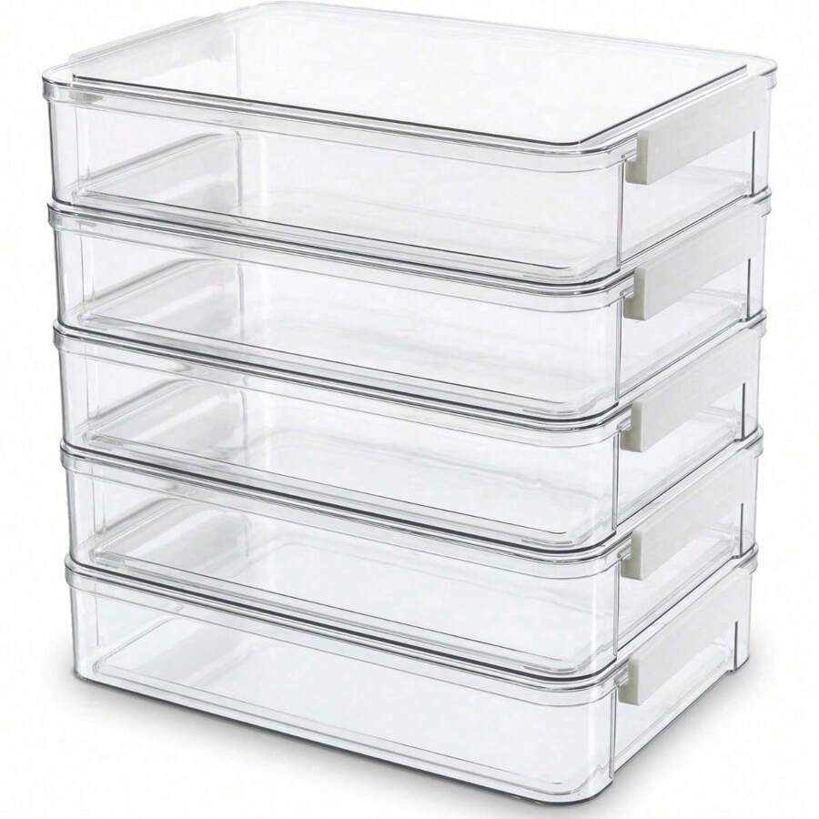 5 PCS Plastic Storage Bins With Lids And Latches, Portable Project ...