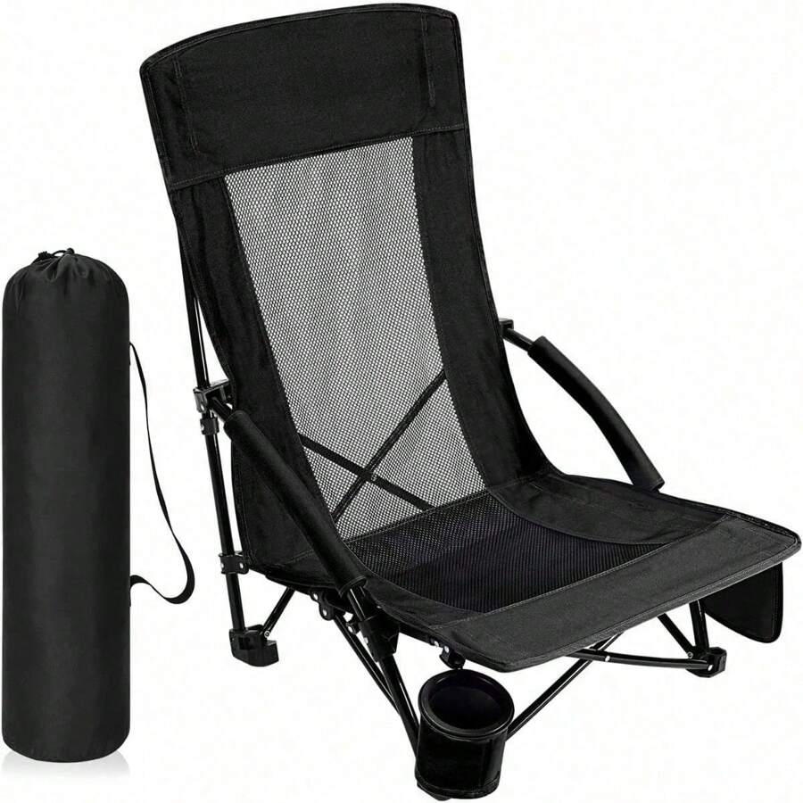 Low Sling Beach Chair, Folding Portable Beach Chair, Backpack Camping ...