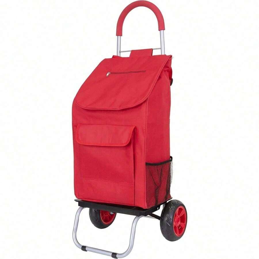 Trolley Dolly Red Foldable Shopping Cart For Groceries With Wheels And ...