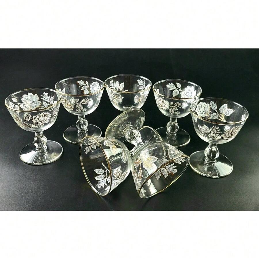 Vintage- Libbey White Rose Gold Leaf Accent -Cordial/ Cocktail Glass ...