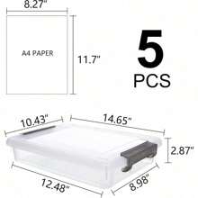 Citylife Comfortable 5 PCS Plastic Storage Bins With Latching Lids ...