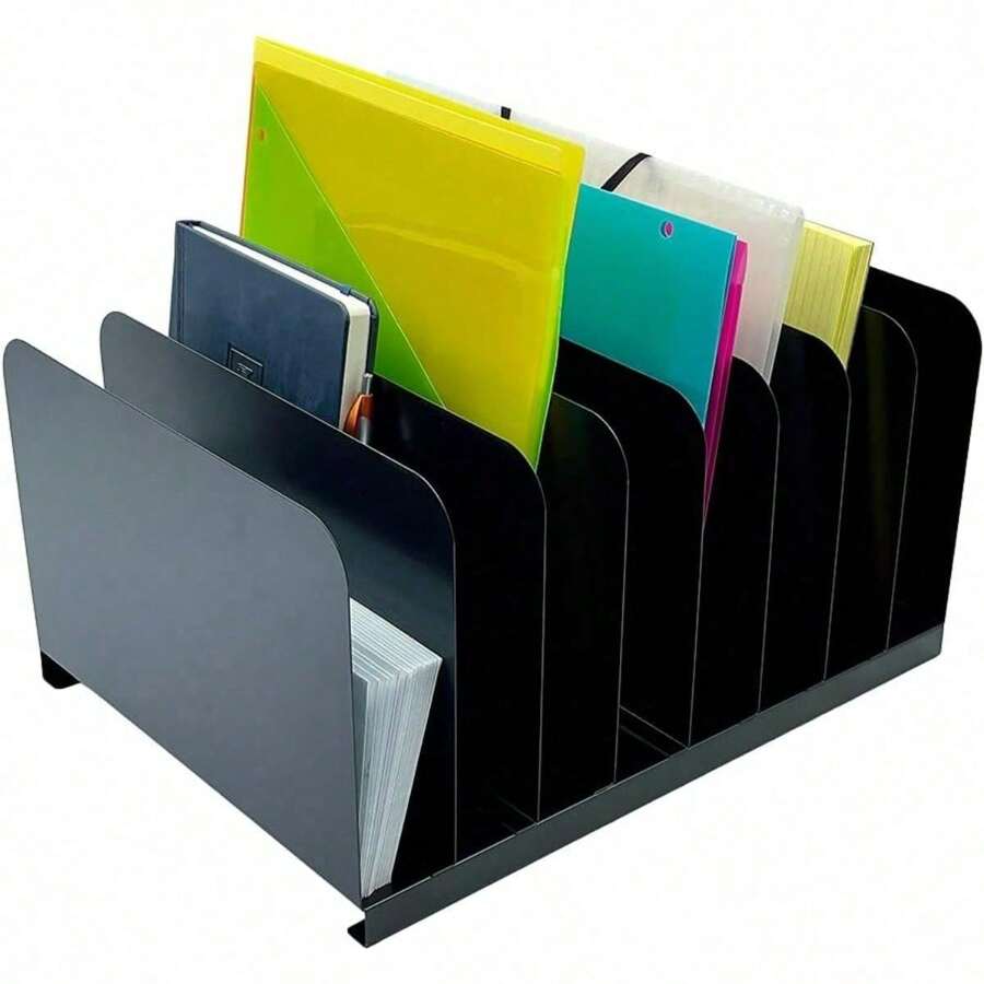 Desktop File Binder Organizer Storage Vertical 8 Slot, Black Commercial ...