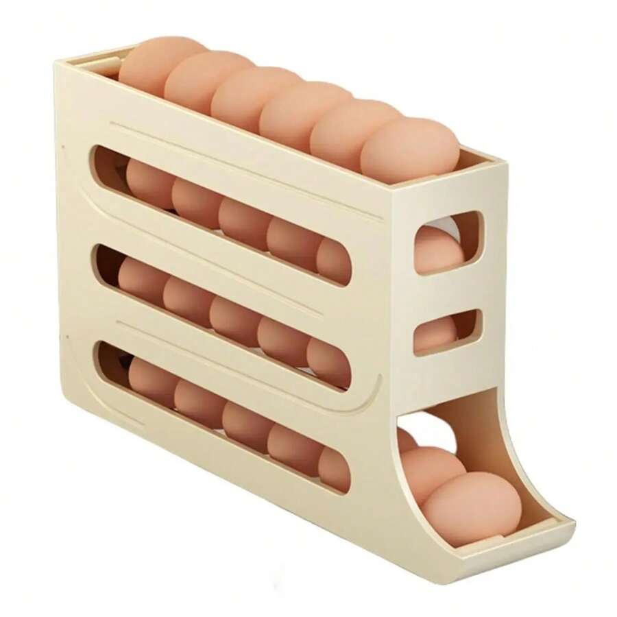Refrigerator Egg Storage Box, 4 Tier Rolling Egg Holder Dispenser, Kitchen Automatic Scrolling ...