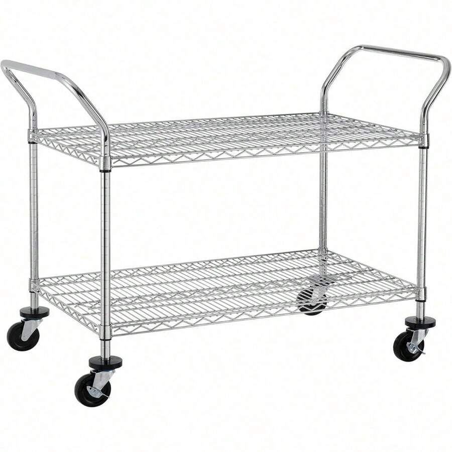 2-Tier Commercial Grade Rolling Cart, Heavy Duty Utility Cart, Carts ...
