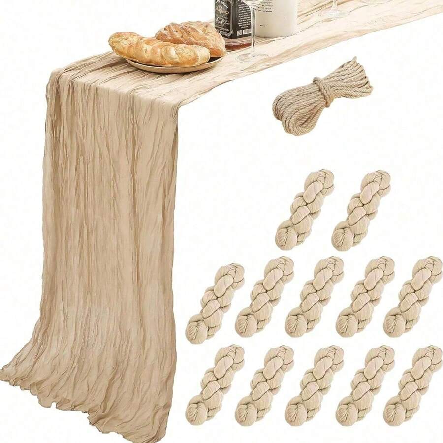 12 Pack 10 Ft Tan Beige Cheesecloth Table Runner Gauze Table Runners ...