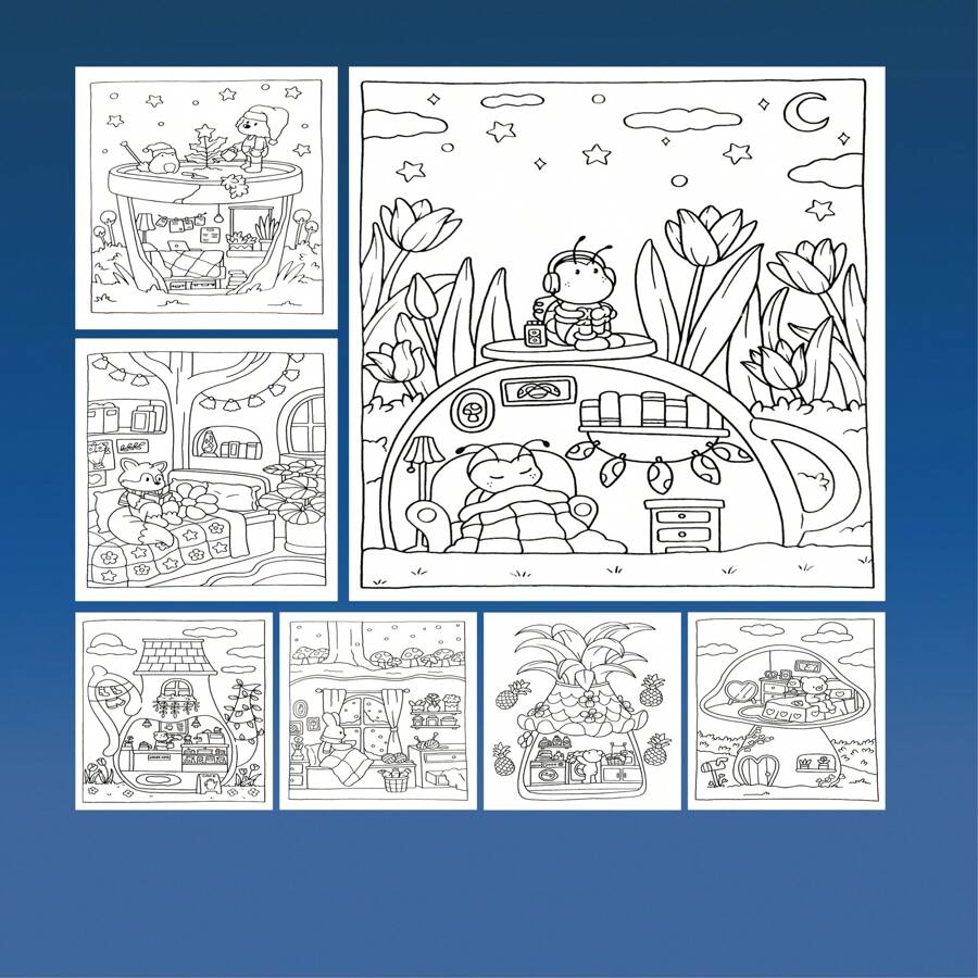 Cozy Spaces Coloring Book For Adults And Teens Featuring Relaxing ...