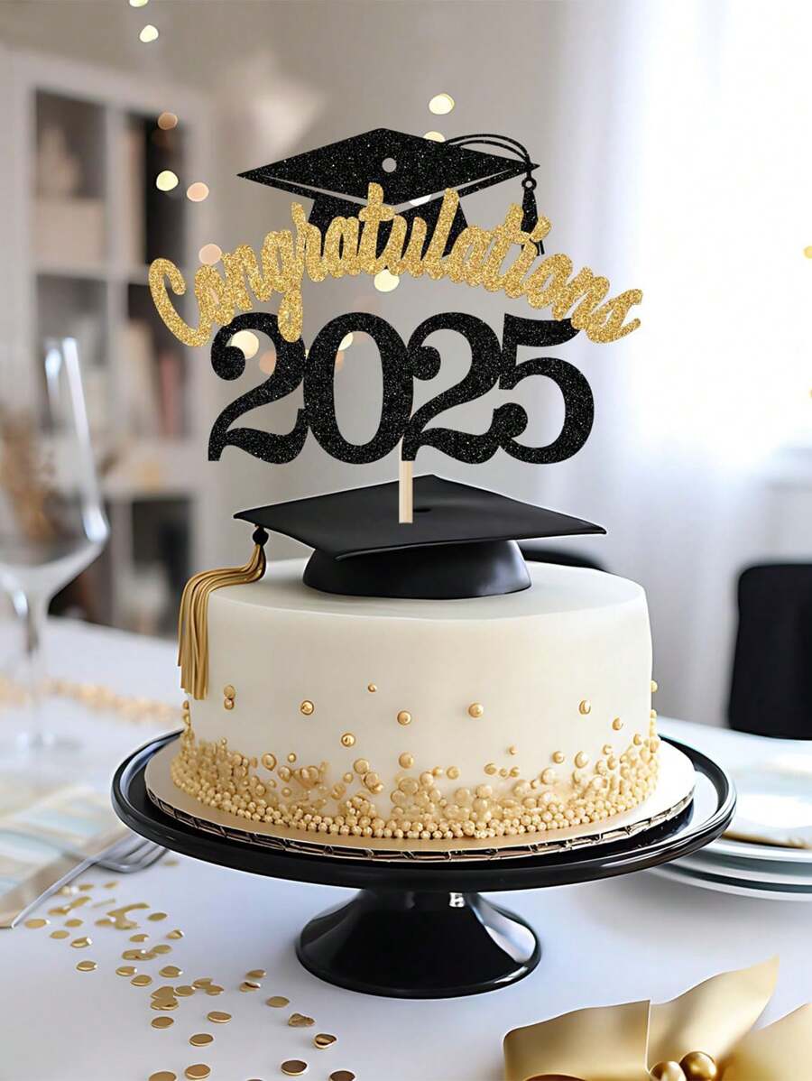 1pc 2025 Graduation Cap And Diploma Certificate Cake Topper, Cake Picks ...