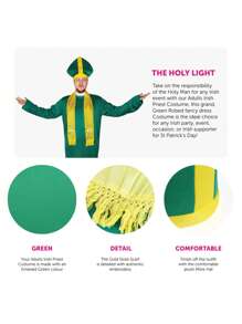 Adult Irish Priest Costume – St. Patricks Day Fancy Dress Outfit ...