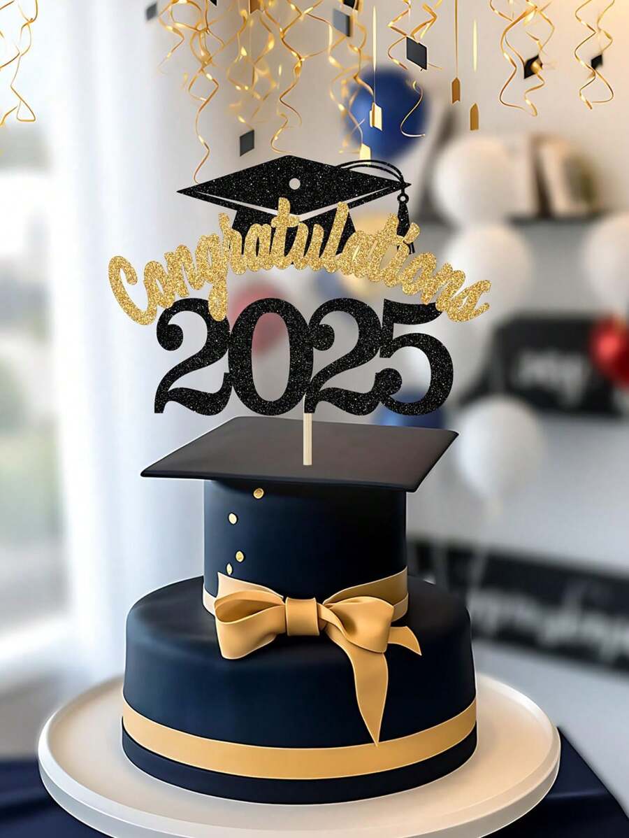1pc 2025 Graduation Cap And Diploma Certificate Cake Topper, Cake Picks ...