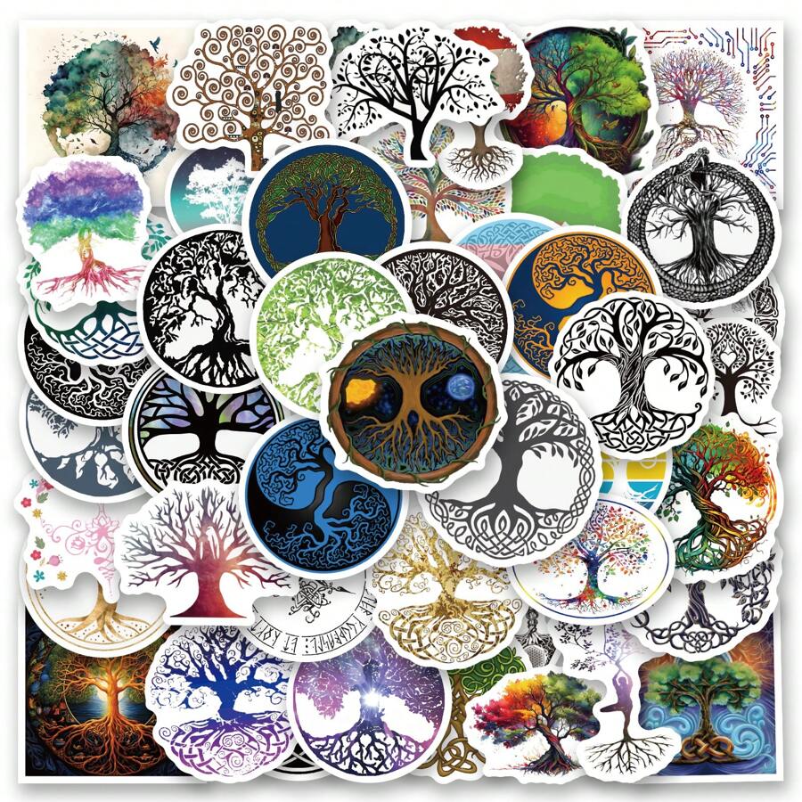 60Pcs Tree Of Life Stickers Aesthetic Vinyl Stickers Decals Scrapbook ...