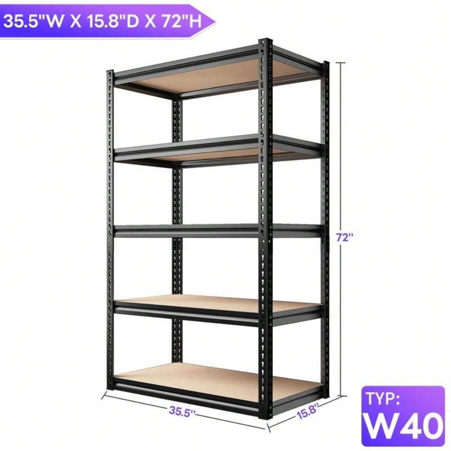 Raybee Furniture Garage Shelves 5 Tier Metal Storage Shelving Unit ...