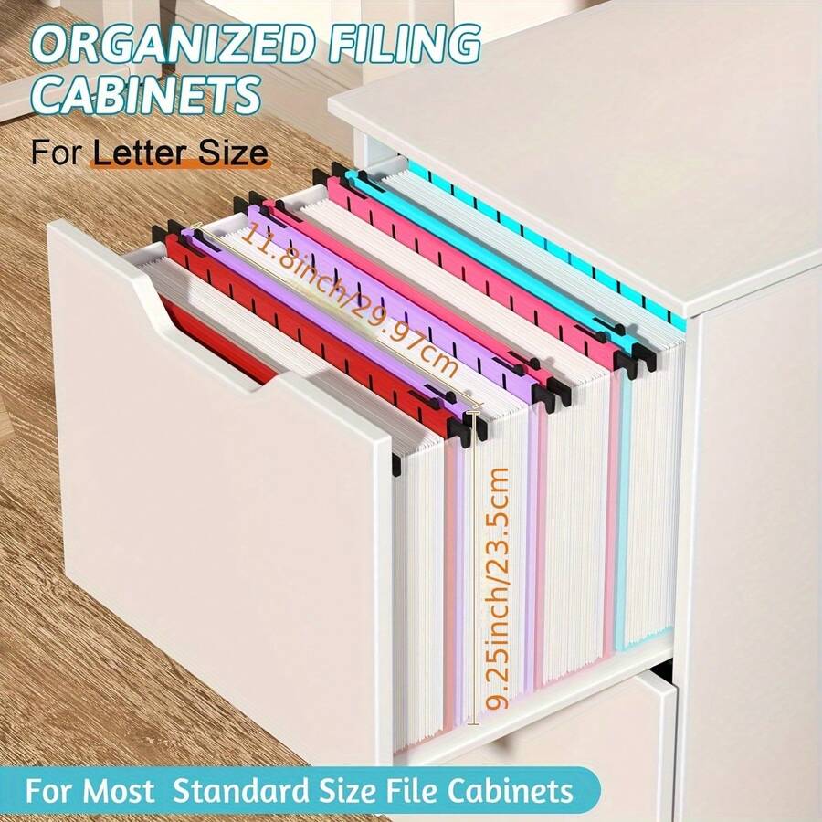 6 Pcs Extra Capacity Plastic Hanging File Folder, Reinforced Hang ...