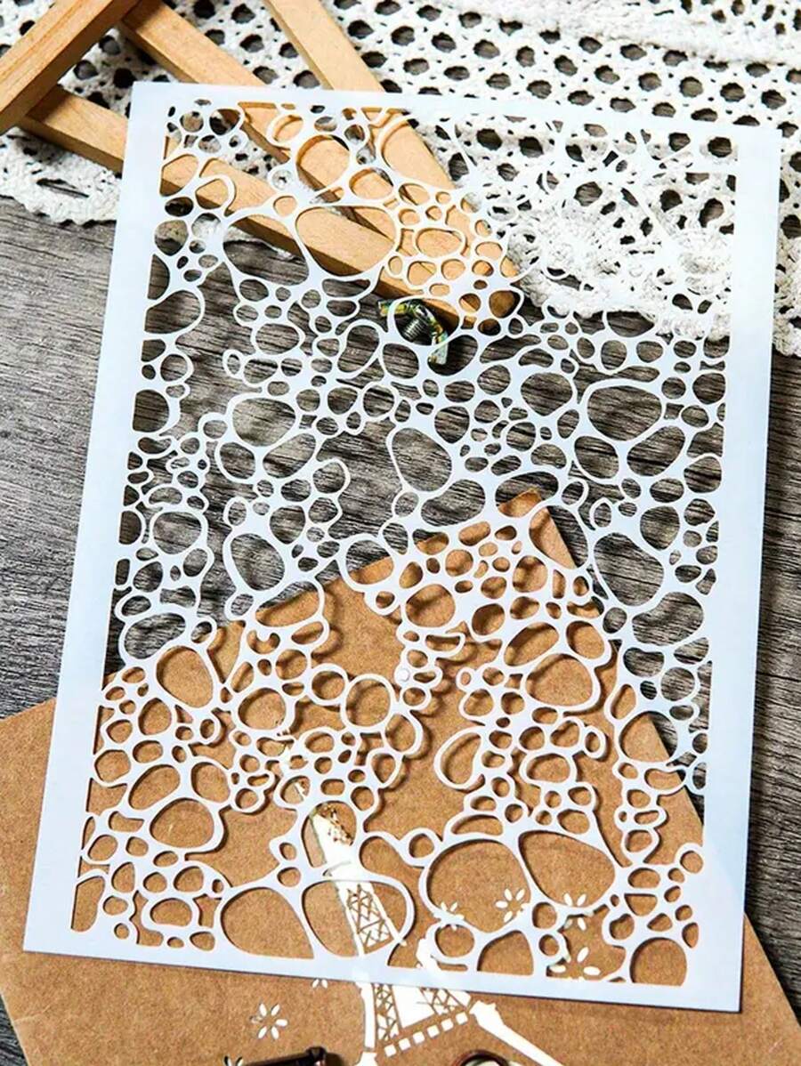 Pebble Pattern Plastic Template, Botanical Handwriting Newspaper ...