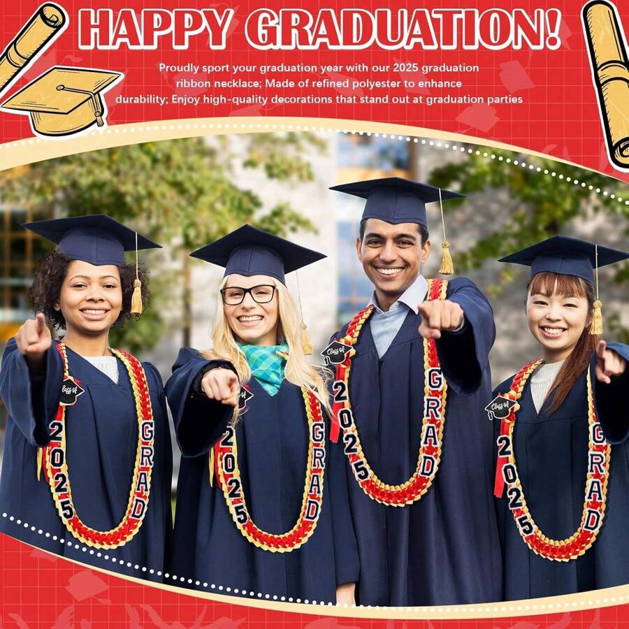 2025 GRAD Graduation Wreath Double Weaving Necklace Graduation Ribbon ...