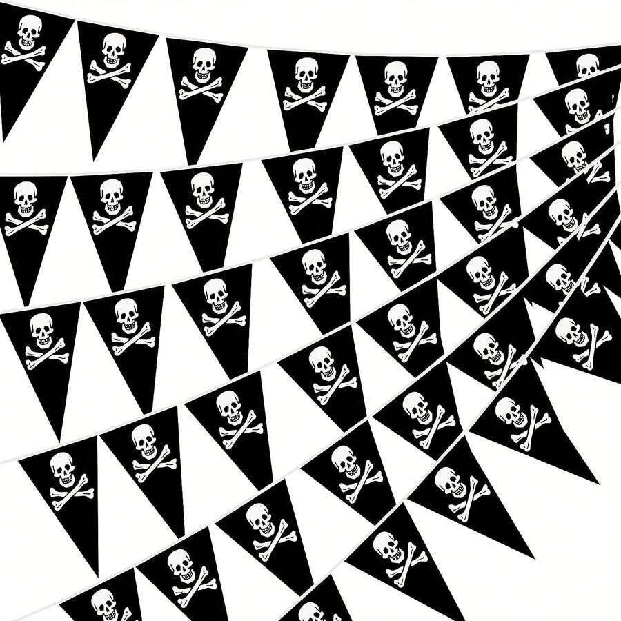 10m/Set Pirate Flags 20pcs Pirate Birthday Party Decor Pirate Skeleton ...