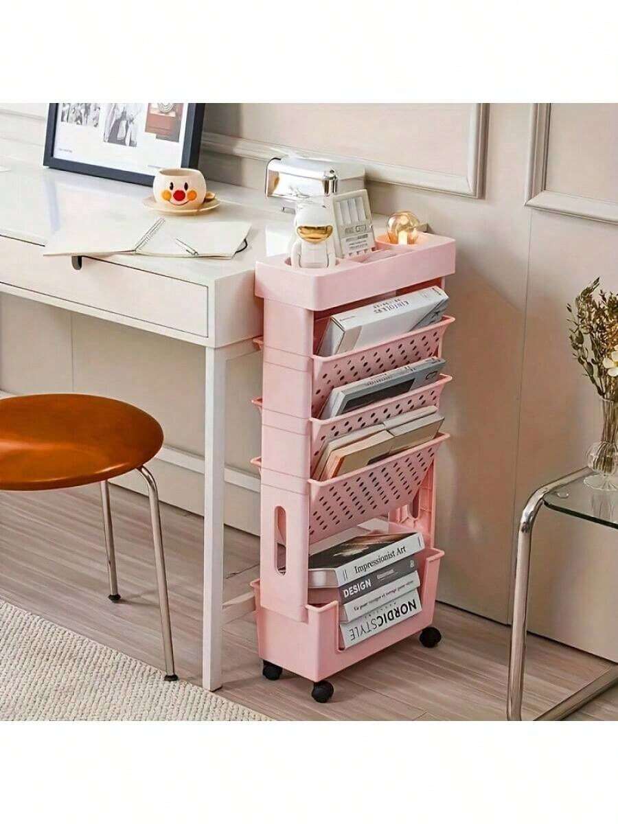 Portable Movable Bookshelf With Wheels - Roll Away Clutter, Organize ...