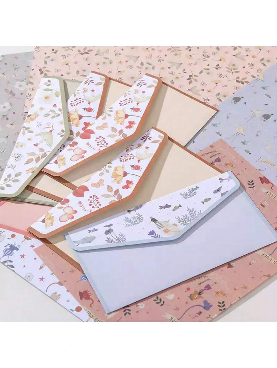 Cute Cartoon Envelope + Letter Set, Romantic Animal & Plant Envelopes ...