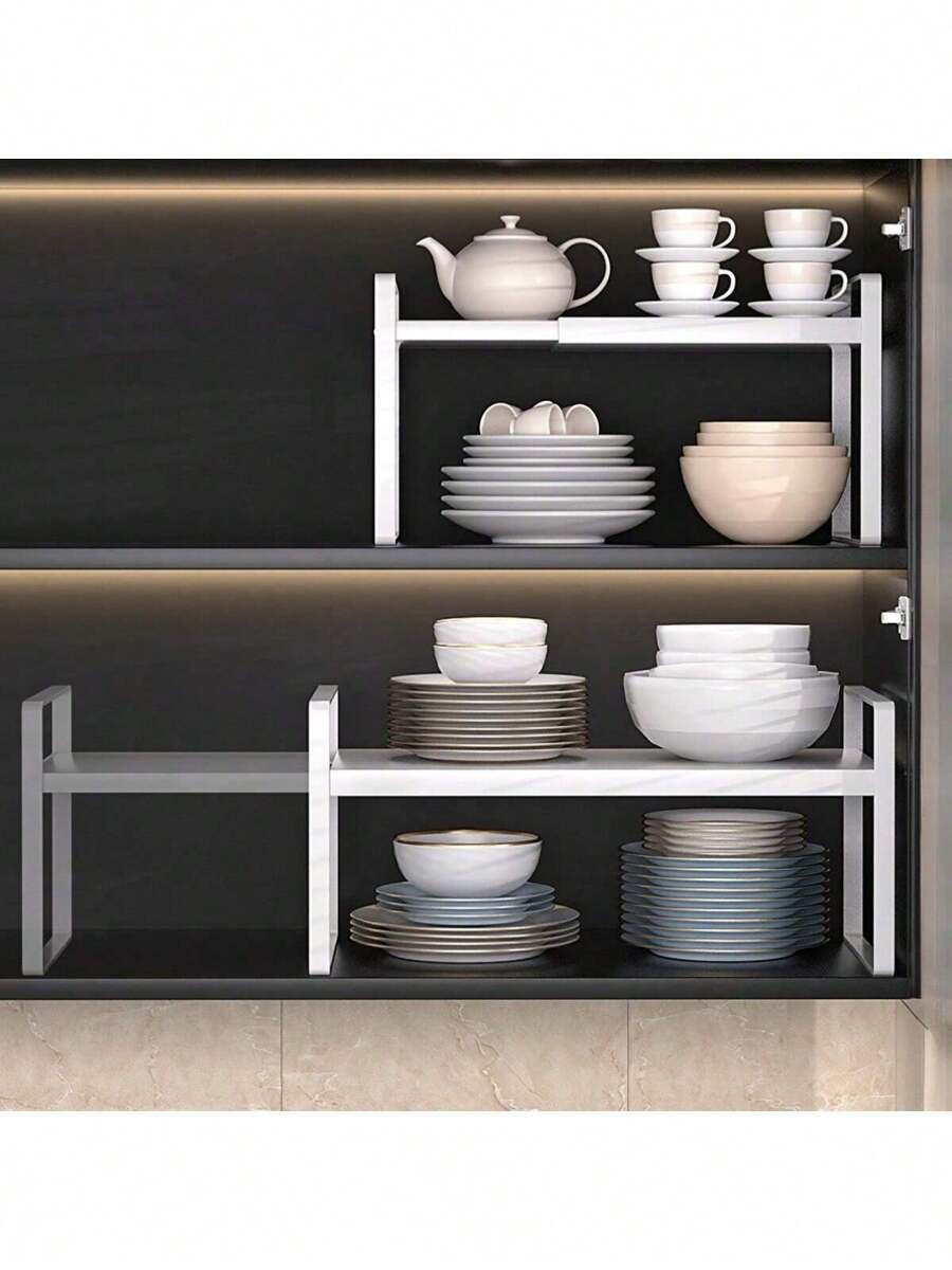 Cabinet Shelf Expandable Height Adjustable Organizer Riser For Kitchen ...