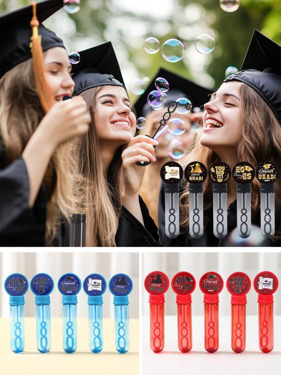 10pcs, Graduation Multicolor Empty Bubble Tubes & Stickers (Bubble ...