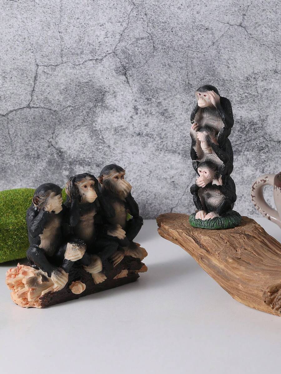 1pc Modern Resin Three Wise Monkeys Statue, Simulated Ape Sculpture ...